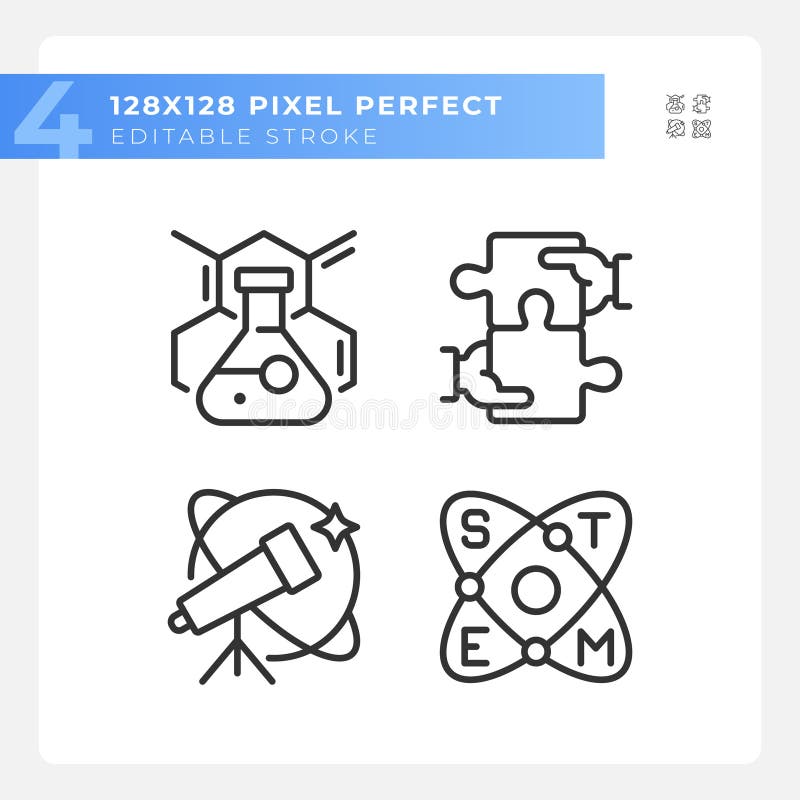 STEM Impact on Education Pixel Perfect Linear Icons Set Stock Vector - Illustration of vector ...