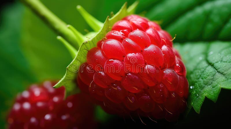 Stem macro raspberry fruit stock illustration. Illustration of macro ...