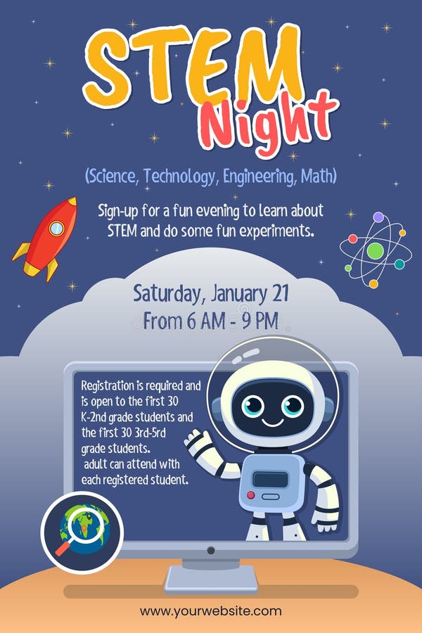 STEM Night Poster Banner Vector Illustration Stock Vector ...