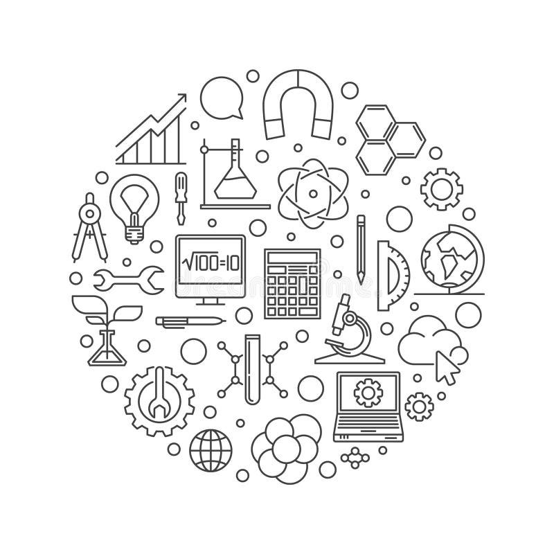 STEM - Science, Technology, Engineering, Mathematics Round Banner Stock Vector - Illustration of ...