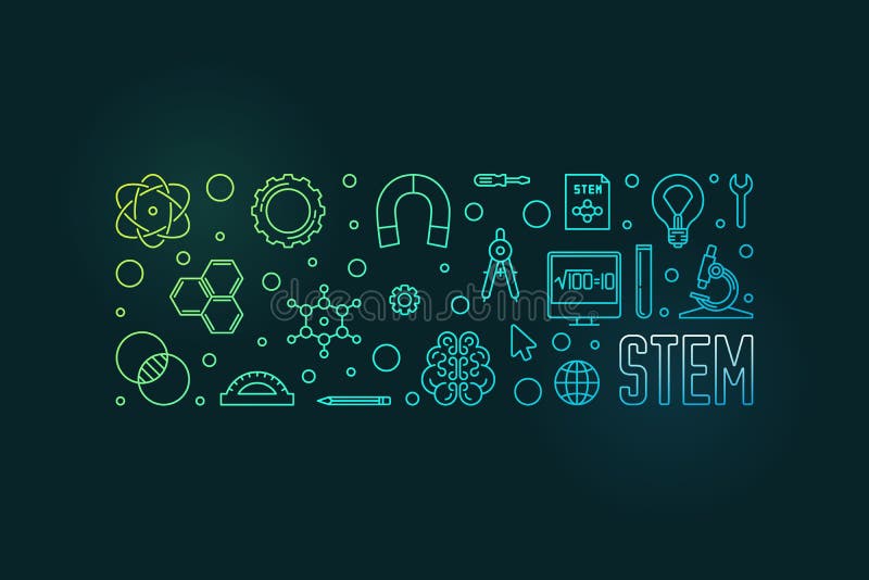 STEM Vector Horizontal Creative Colorful Banner in Line Style Stock ...