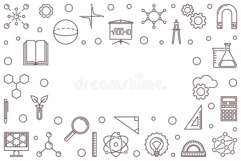 STEM Vector Horizontal Frame. Vector Concept Line Illustration Stock ...