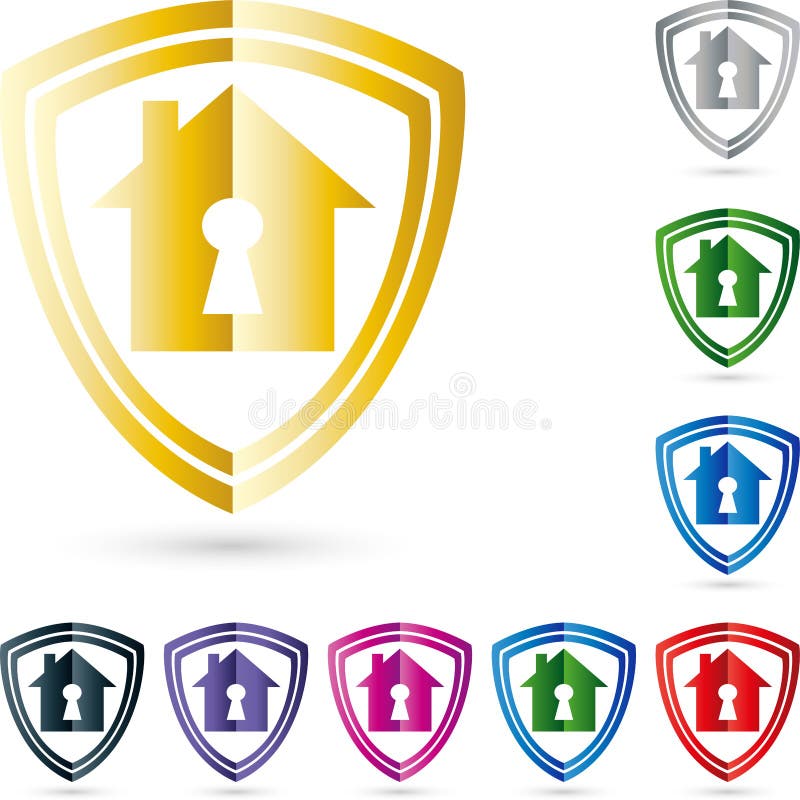 Stemma E Casa, Bene Immobile Colorato E E Logo Di Sicurezza ...