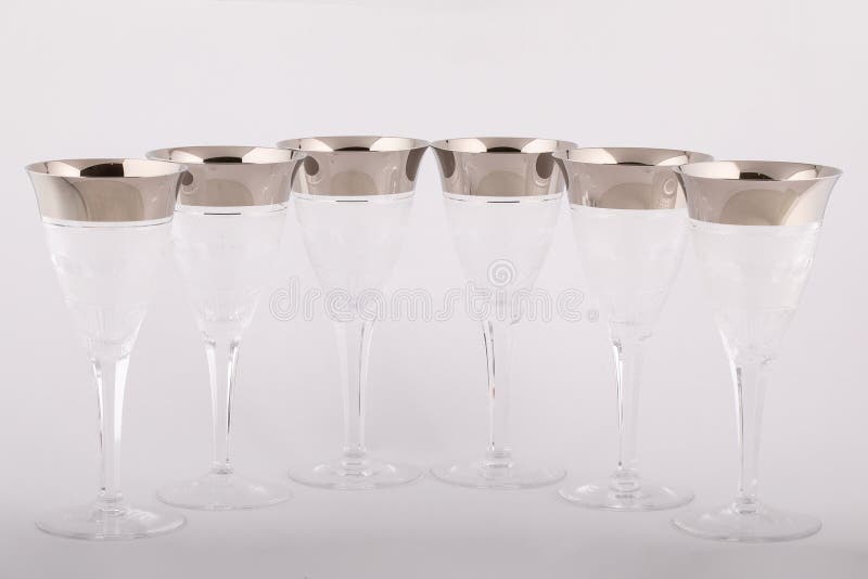 Stemware Faceted Glasses Made of Czech Glass with a Silver Lines and ...