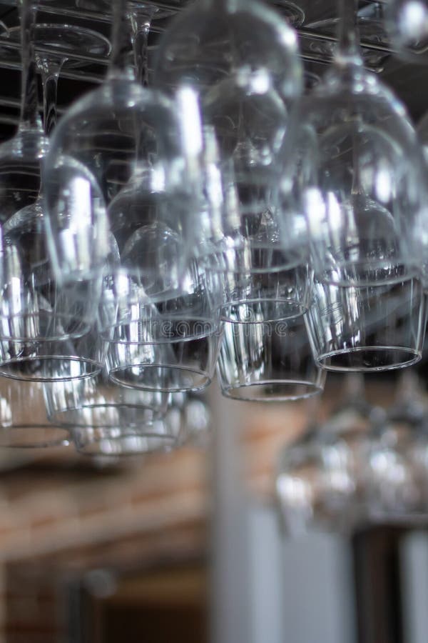 Stemware Hanging from Ceiling Rack for Elegant Display in Bar Stock ...