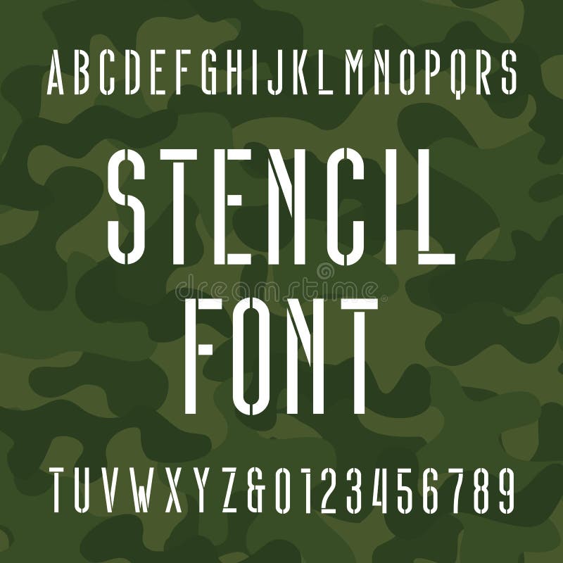 Military Stencil Alphabet Font. Type Letters and Numbers on Distressed ...