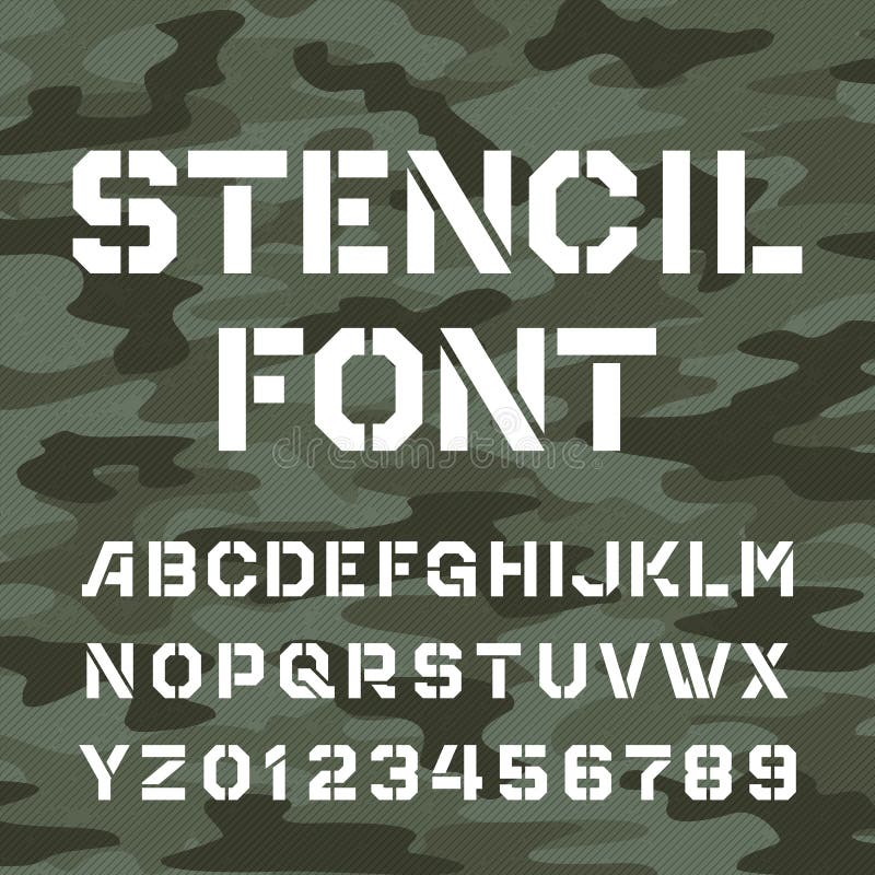 Military Stencil Font. Stencil Alphabet with Numbers in Retro Army ...