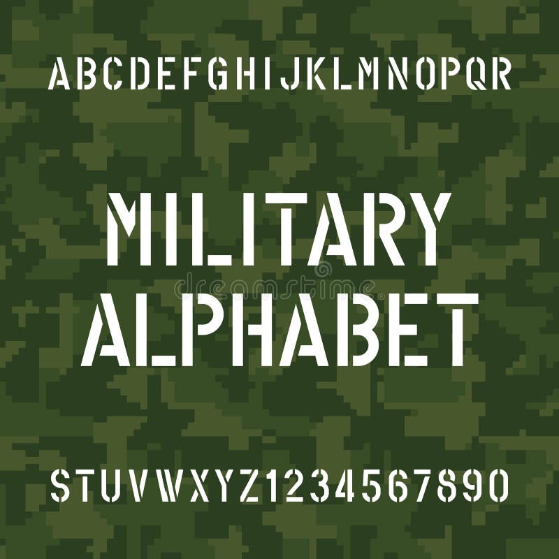 Military Stencil Alphabet Font. Type Letters and Numbers on Distressed ...