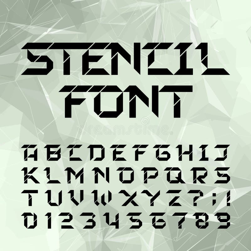 Stencil Typeface, Black Modular Round Alphabet Stock Vector ...
