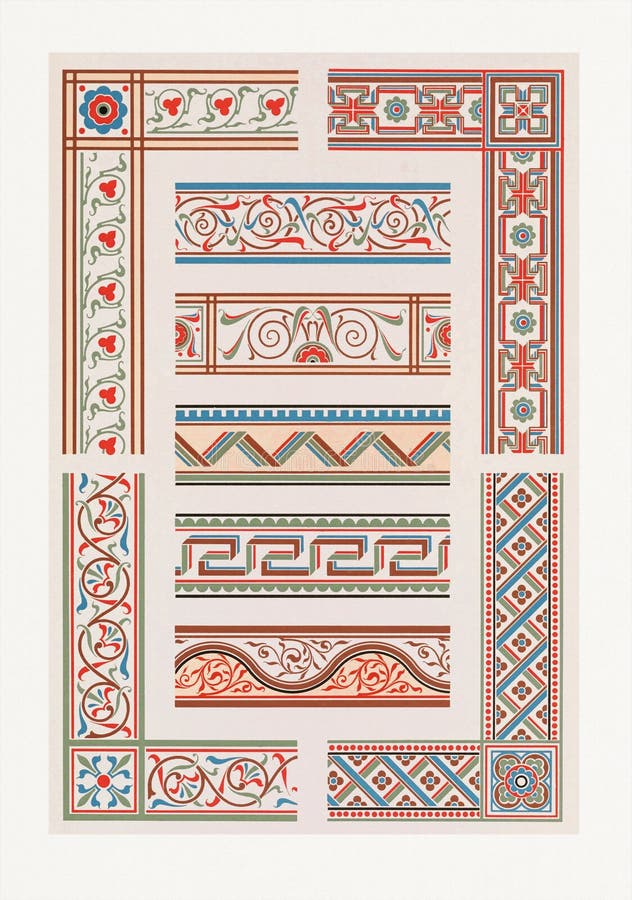 Stencil Borders and Bands Inspired by Medieval Designs Stock ...