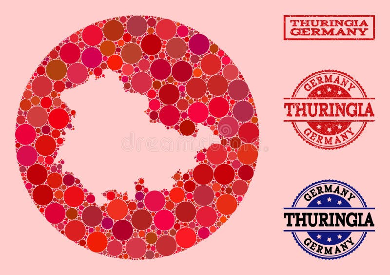 Stencil Circle Map of Thuringia State Mosaic and Watermark Stamp Stock ...