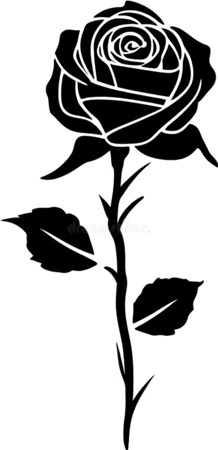 A Stencil Clipart of a Long-stemmed Rose. Stock Photo - Illustration of ...