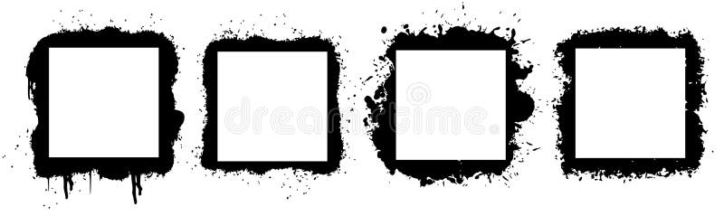 Stencil Dirty Texture Square Frame. Border with Spray Effect and Spot ...
