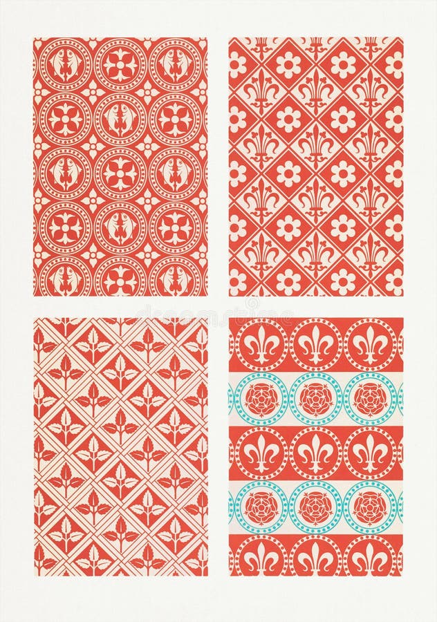 Stencil Floral Art Backgrounds Inspired by Medieval Designs Stock ...