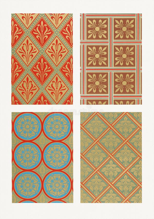 Stencil Floral Art Backgrounds Inspired by Medieval Designs Stock ...