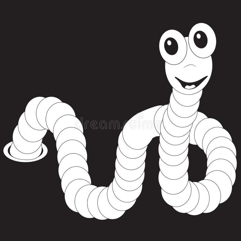 Stencil funny worm smiling stock vector. Illustration of friendly ...