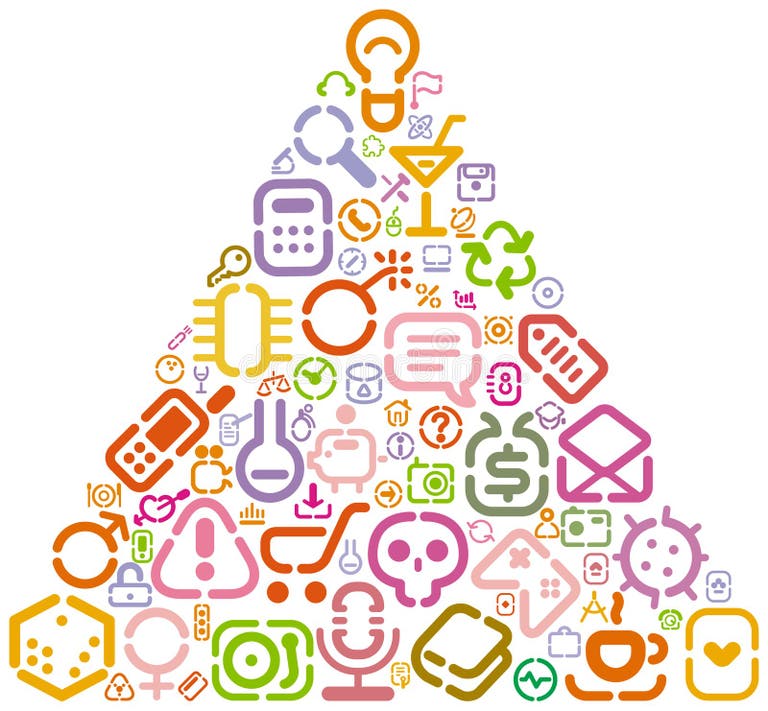 Stencil Icons in Triangle Shape Stock Vector - Illustration of money ...