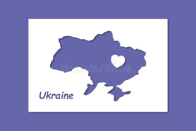 Stencil Map of Ukraine on a Trendy Background in Very Peri Color. Stock ...