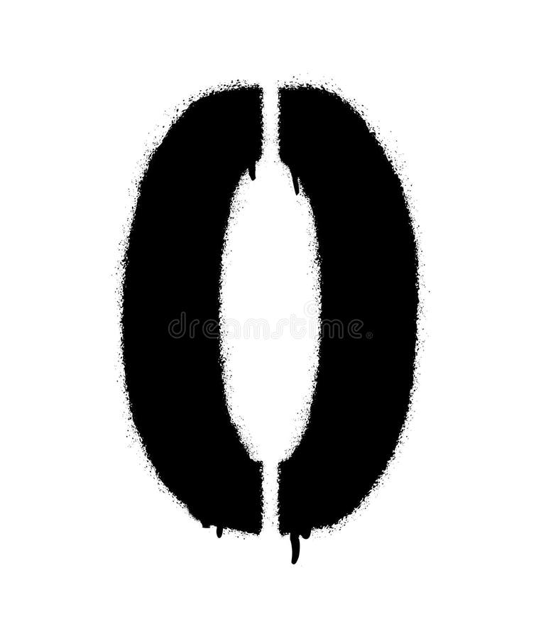 Stencil with the Number 0 with Paint Smudges. Black Symbol on a White ...