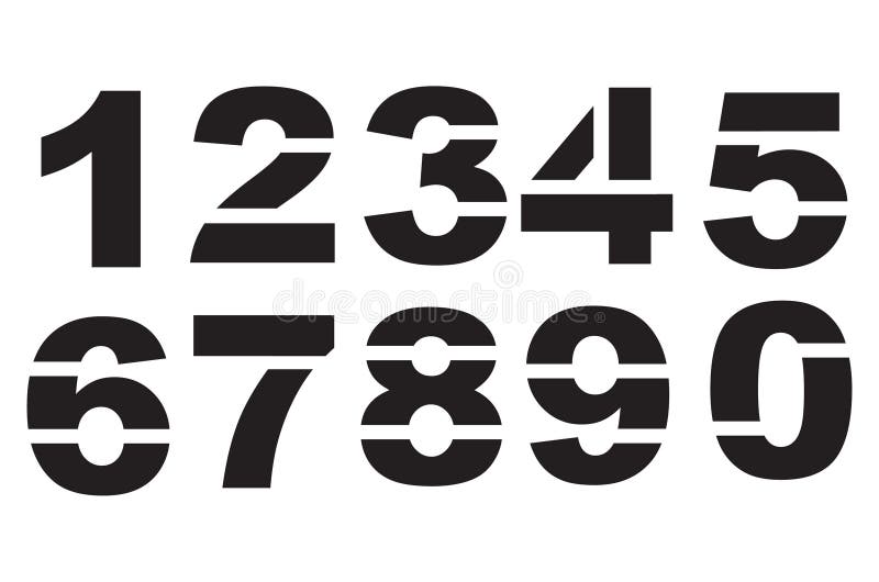 Stencil Numbers with Dirty Spray Paint Texture Isolated on White Stock ...