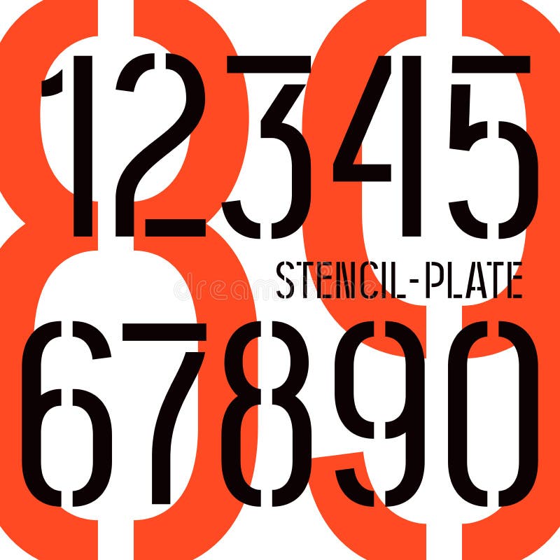 Stencil-plate Numbers in Military Style Stock Vector - Illustration of ...