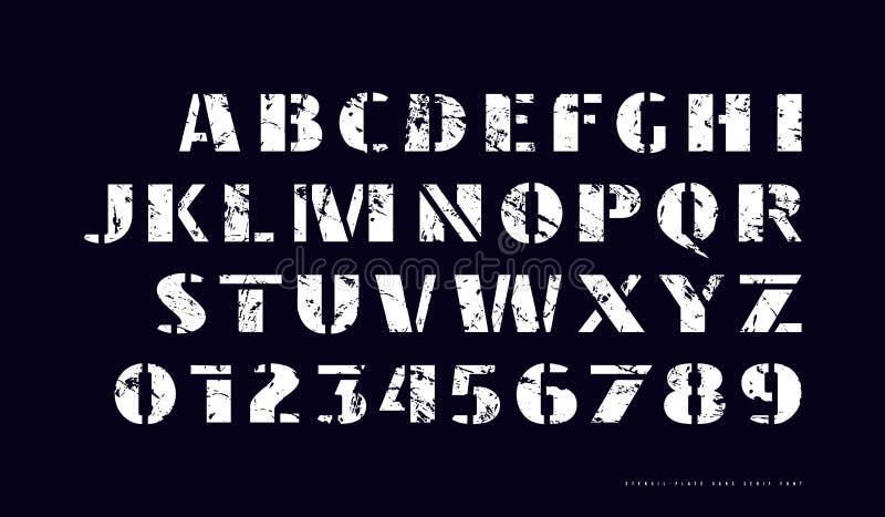 Stencil-plate Sans Serif Font in Military Style Stock Vector ... Stencil-plate Sans Serif Font in Military Style Stock Vector ...