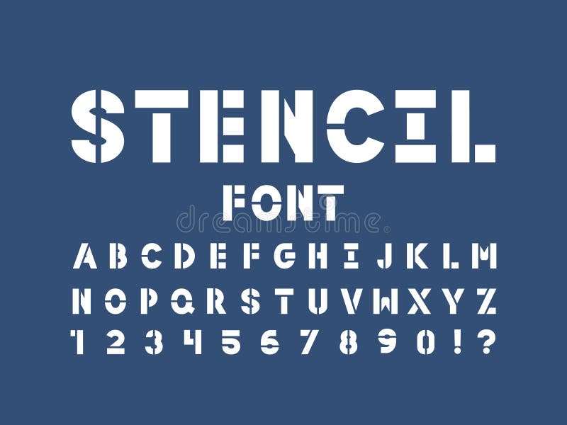 Stencil Regular Font. Vector Alphabet Stock Vector - Illustration of ...