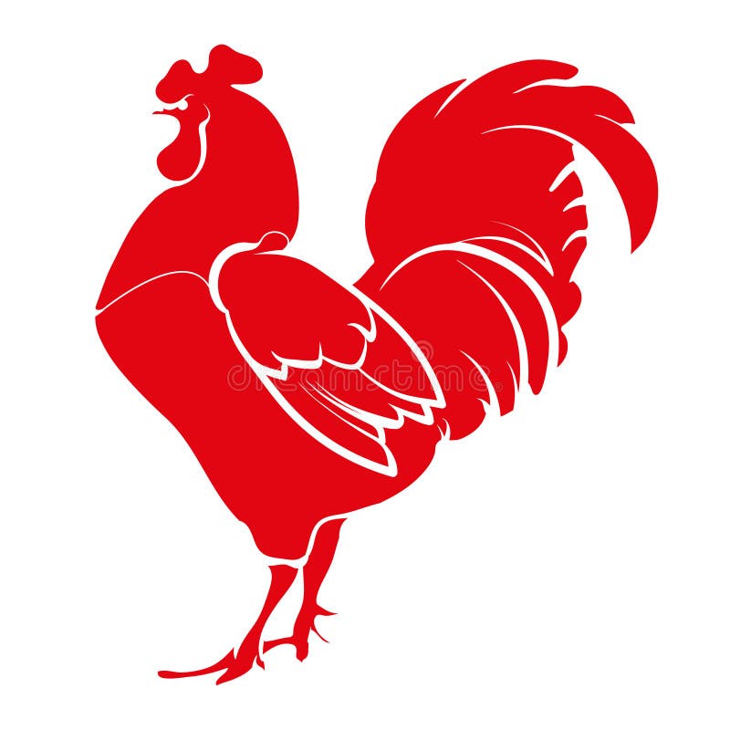 Stencil rooster, red. stock vector. Illustration of template - 81046103