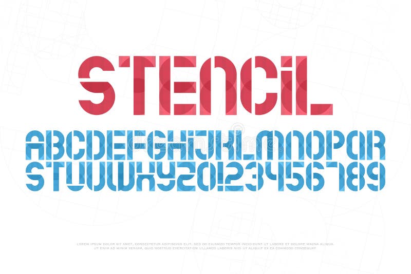 Stencil Regular Font. Vector Alphabet Stock Vector - Illustration of ...