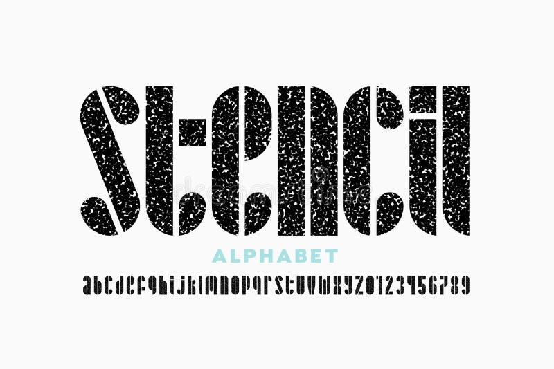 Stencil style font design stock vector. Illustration of alphabet ...