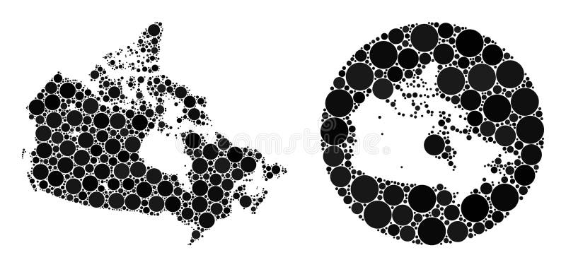 Stencil and Usual Collage Canada Map of Round Dots Stock Vector ...