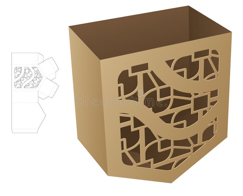 Stenciled Bottom Angle Container Die Cut Template and 3D Mockup Stock ...