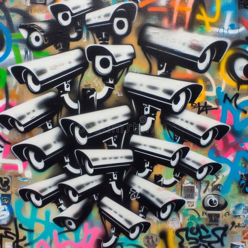 Stenciled Surveillance Multiple Stencils of Stylized Security Stock ...