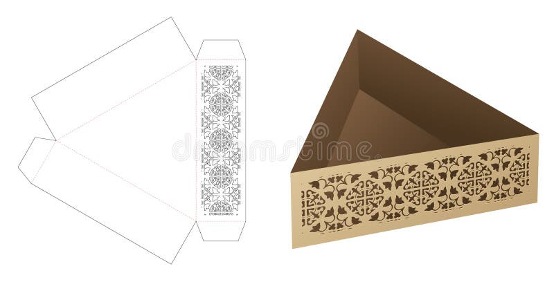 Triangular Shaped Snack Container with Stenciled Pattern Die Cut ...