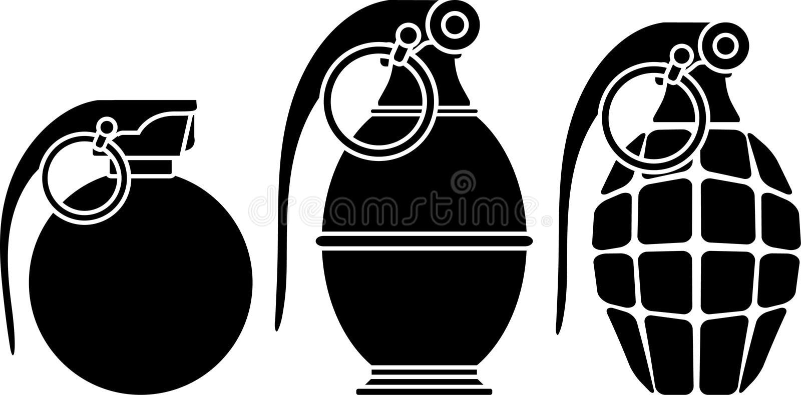 Grenade and Grenade Stencil Stock Vector - Illustration of sign ...
