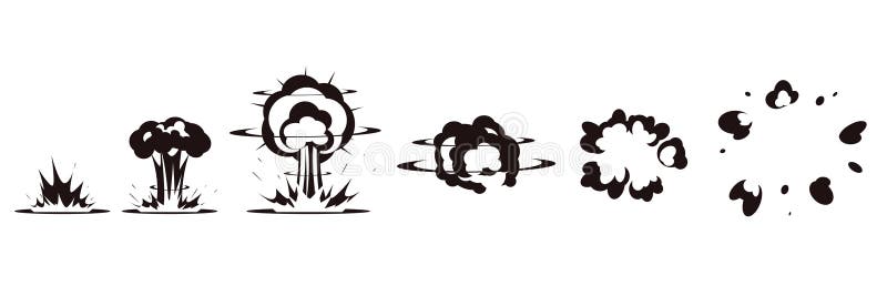Step by Step Animation of Origin or Extinguishment Explosion. Bomb Boom ...