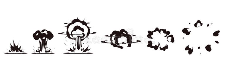 Step by Step Animation of Origin or Extinguishment Explosion. Bomb Boom ...