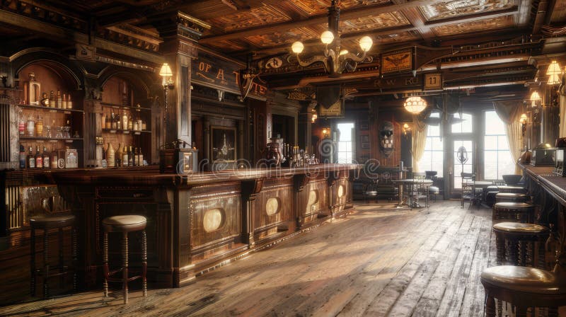 Old West Saloon: Authentic Interior Snapshot from Yesteryears Stock ...
