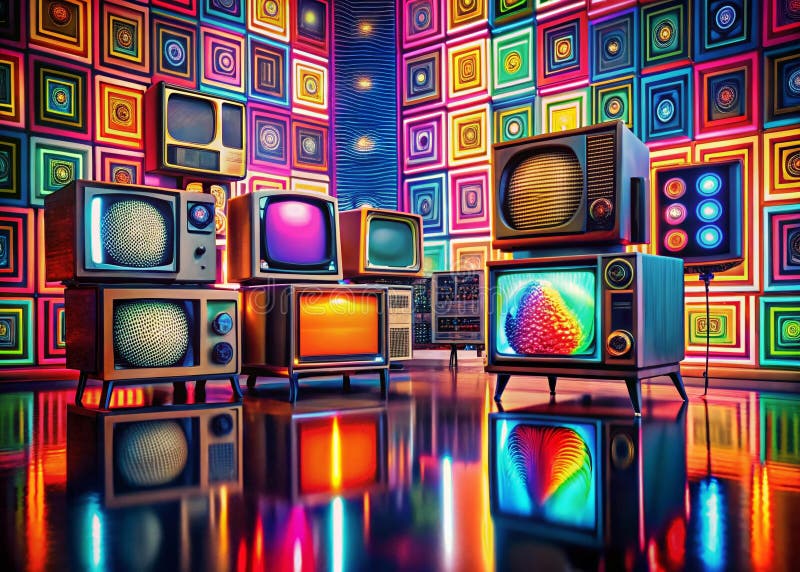 Nostalgic Retro TV Screen Patterns a Blast from the Past with Vibrant ...