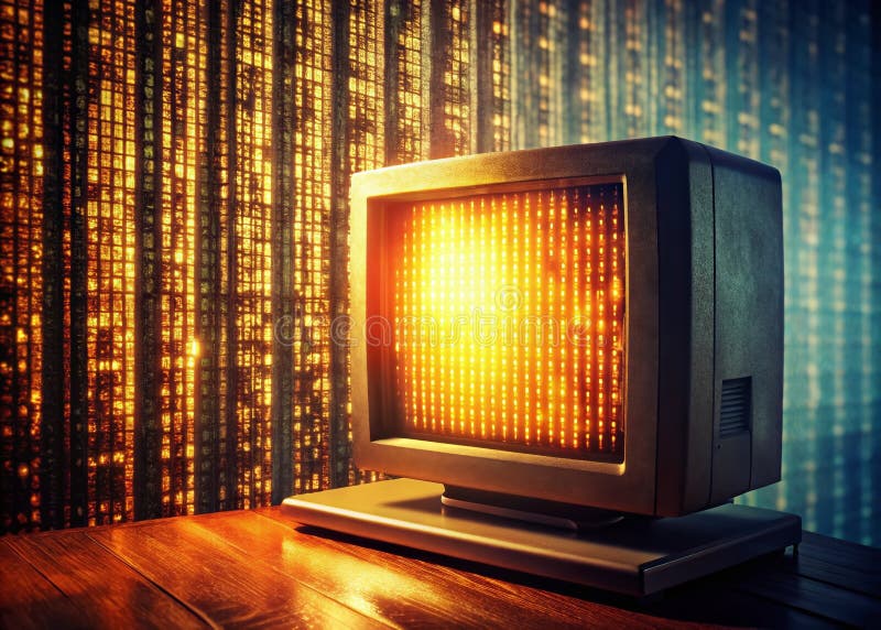 Retro Binary Code Flowing on a Vintage Display a Glimpse into Digital ...