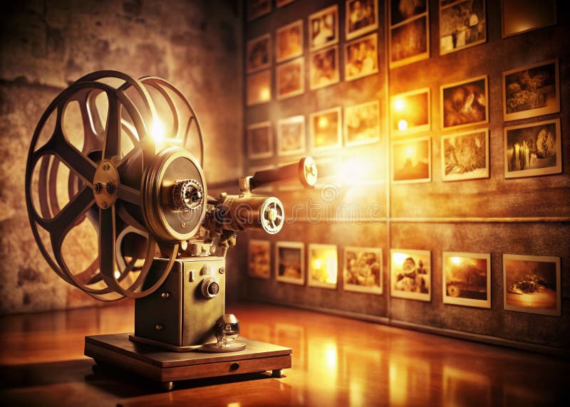 Nostalgic Presentation a Retro Projector and Slides Showcasing Vintage ...