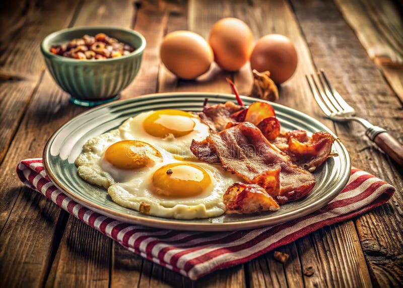 NostalgiaInducing Breakfast a VintageStyle Feast of Eggs and Bacon ...