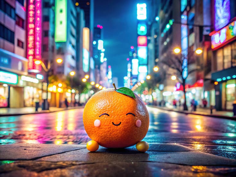 A Whimsical Vintage Postcard Scene a Relaxed Grapefruit Amidst a ...