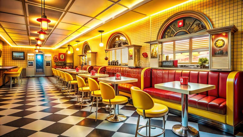 Step Back in Time a Cozy Retro Diner Experience with Warm Lighting ...