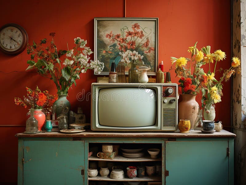 Step Back in Time: a Cute Vintage House Interior Stock Illustration ...