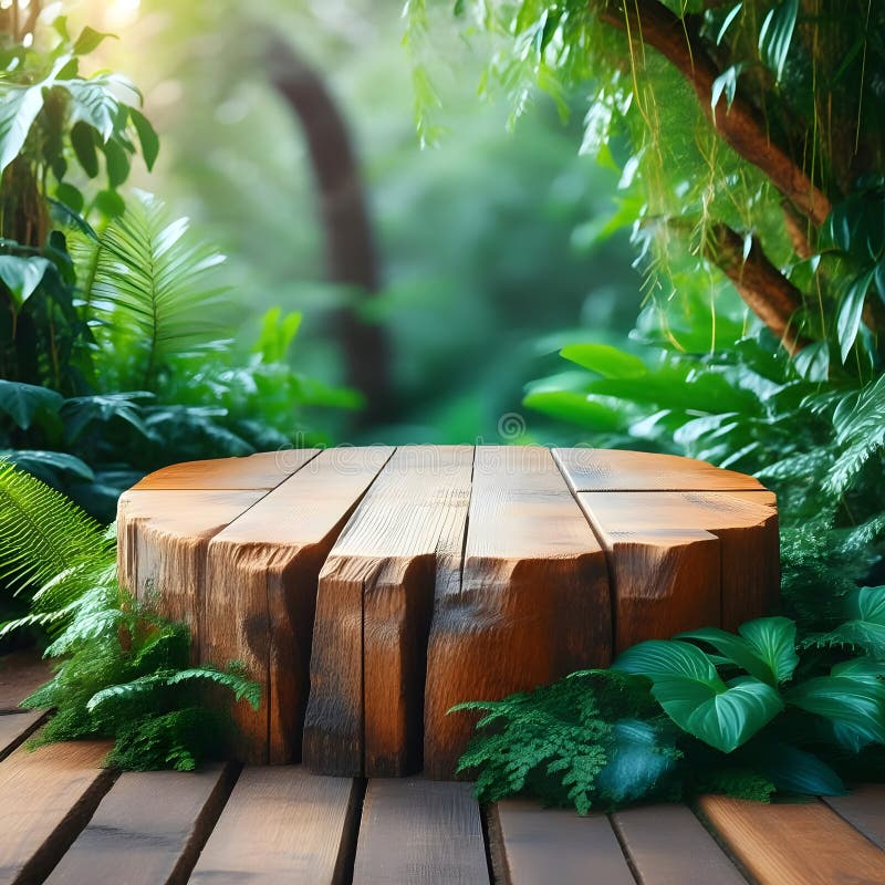 Enchanted Forest Vintage Wooden Podium in Rustic Greenery Stock ...