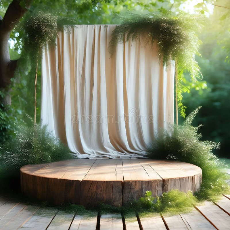 Enchanting Vintage Style Wooden Podium Nestled in Greenery Stock ...