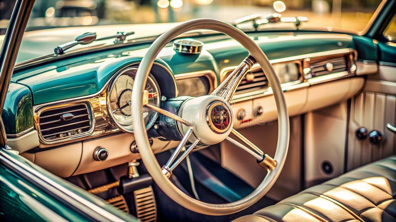 Step Back in Time Exquisite 1950s Car Interior with Lush Green ...