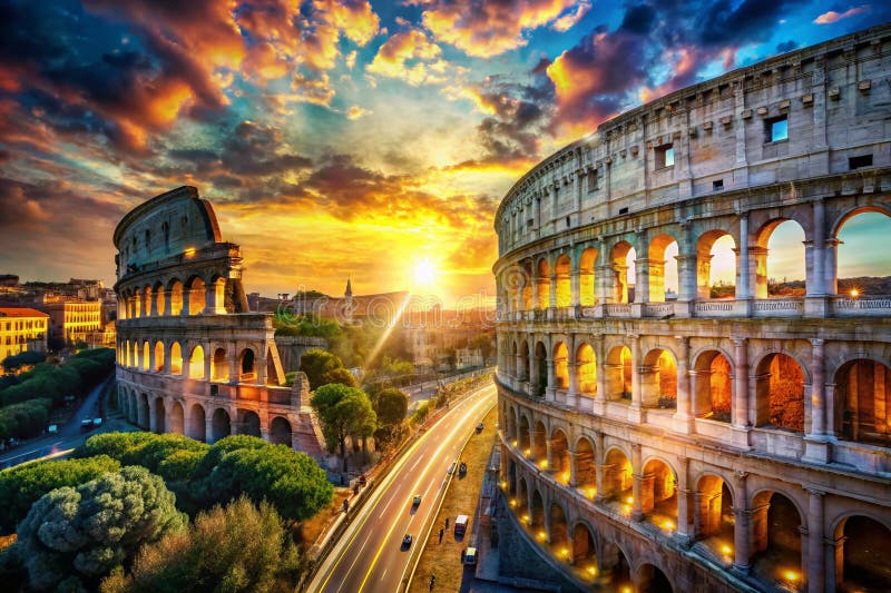 A Stunning Double Exposure of the Roman Colosseum Interior Blending ...