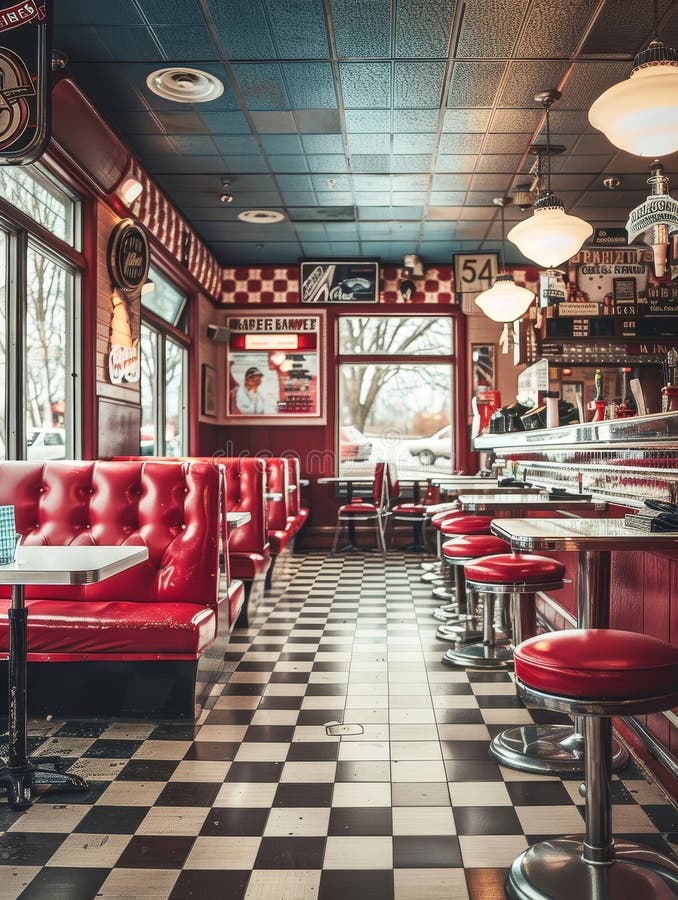 Step Back in Time with this Nostalgic Diner S Interior, Featuring Deep ...